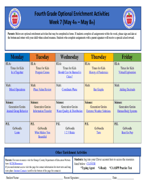 Fillable Online Fourth Grade Optional Enrichment Activities Week 7 (May ...
