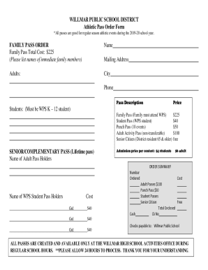 Fillable Online Athletic Pass Order Form Fax Email Print - pdfFiller