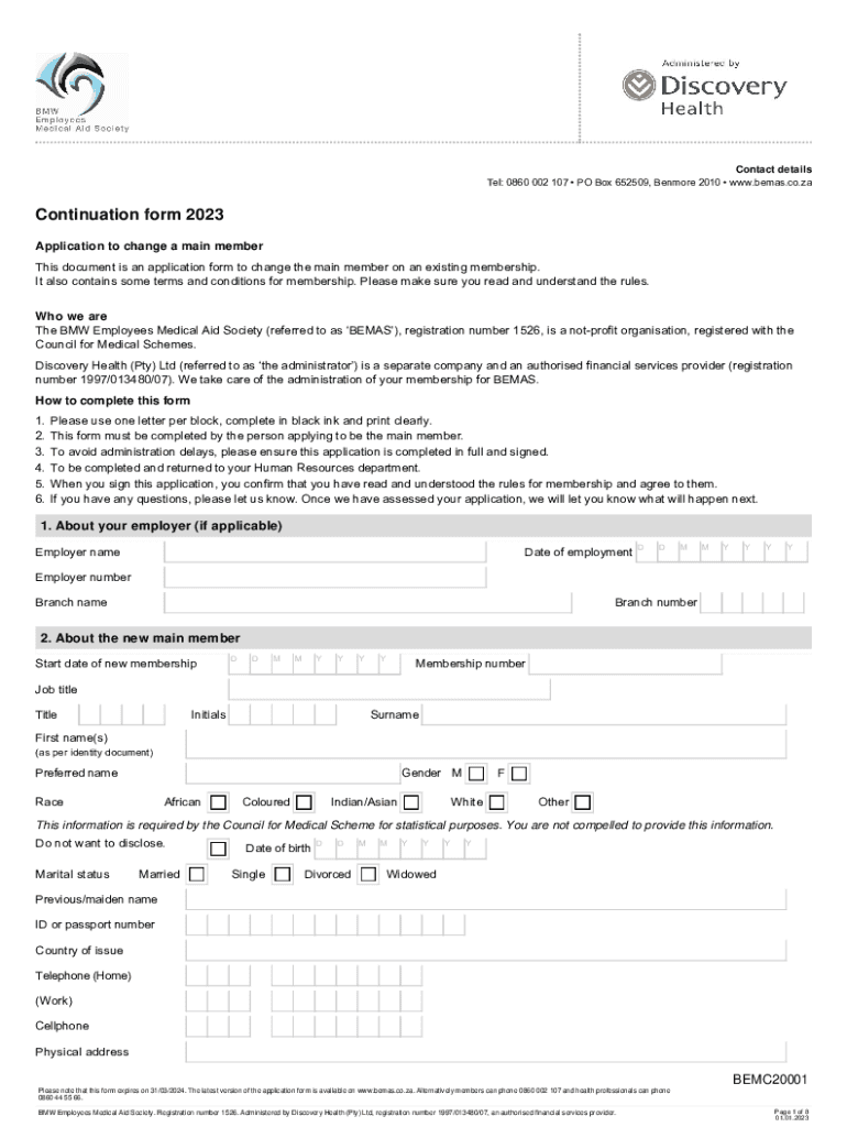 Fillable Online Continuation form 2023 Fax Email Print - pdfFiller