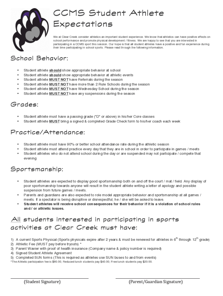 Fillable Online 17-18 Student Expectations form for Eli.docx Fax Email ...