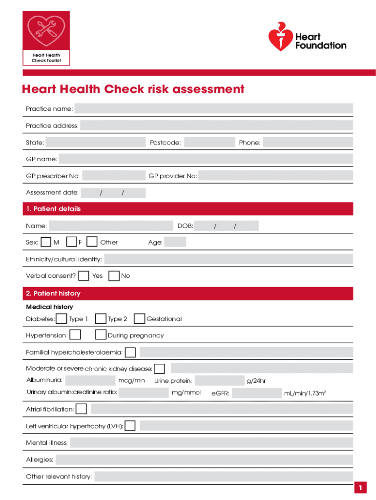 Fillable Online Heart Health Check Toolkit - Templates for assessment ...