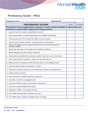 Fillable Online PICU - Proficiency Guide Fax Email Print - pdfFiller