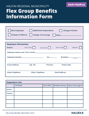Fillable Online Flex - Benefits Information Form - Fillable Fax Email ...