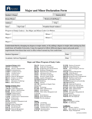 Fillable Online Major/Minor/Certificate Declaration - Registrar ...