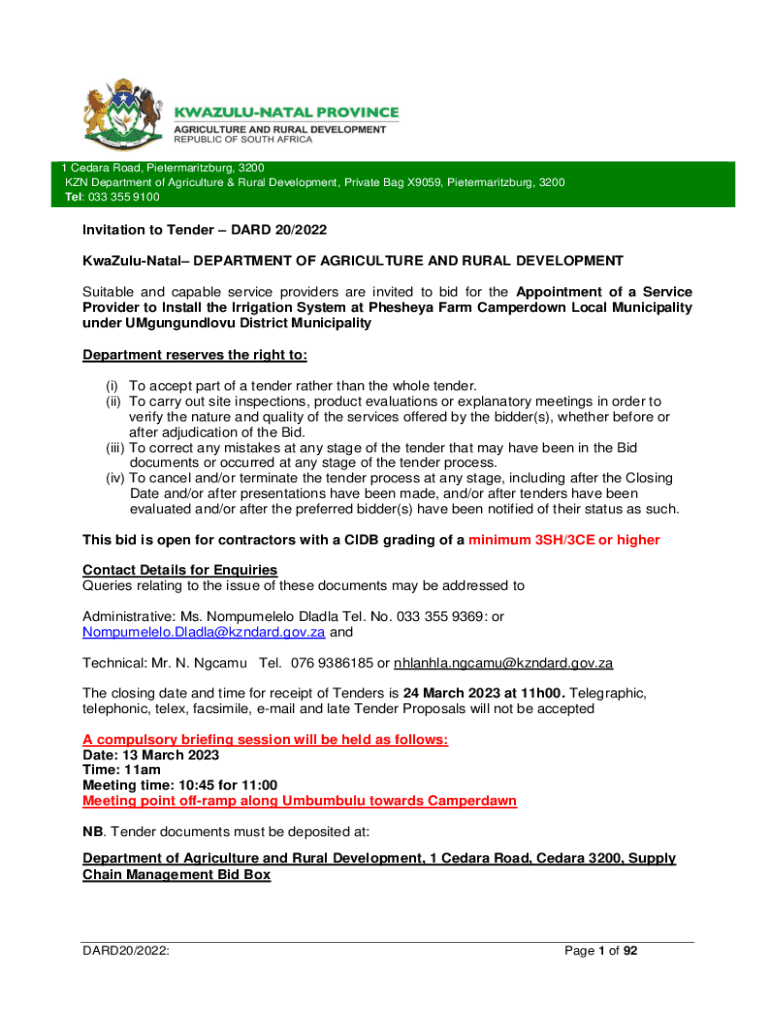 Fillable Online KZN Department Of Agriculture And Rural Development ... Fax Email Print - pdfFiller