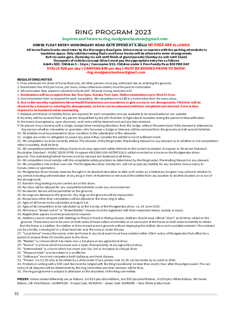 Fillable Online Equestrian Schedule & Forms Fax Email Print - pdfFiller