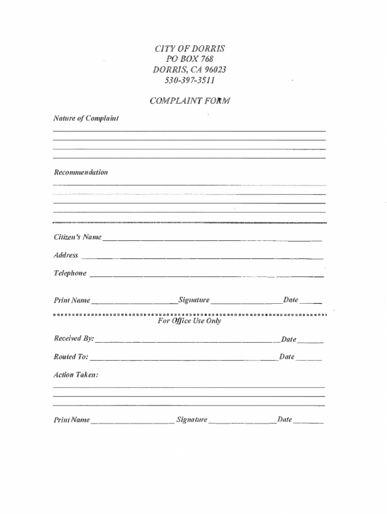 Fillable Online Complaint-Form-Fillable Fax Email Print - pdfFiller
