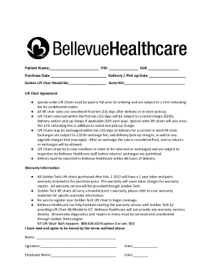 Fillable Online Lift chair agreement-Golden Fax Email Print - pdfFiller