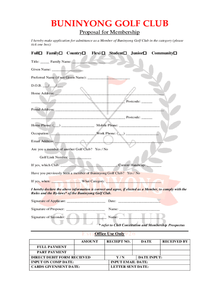 Fillable Online Proposal for Membership Template Fax Email Print ...