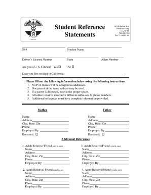 Fillable Online Student Reference Statements Fax Email Print - pdfFiller