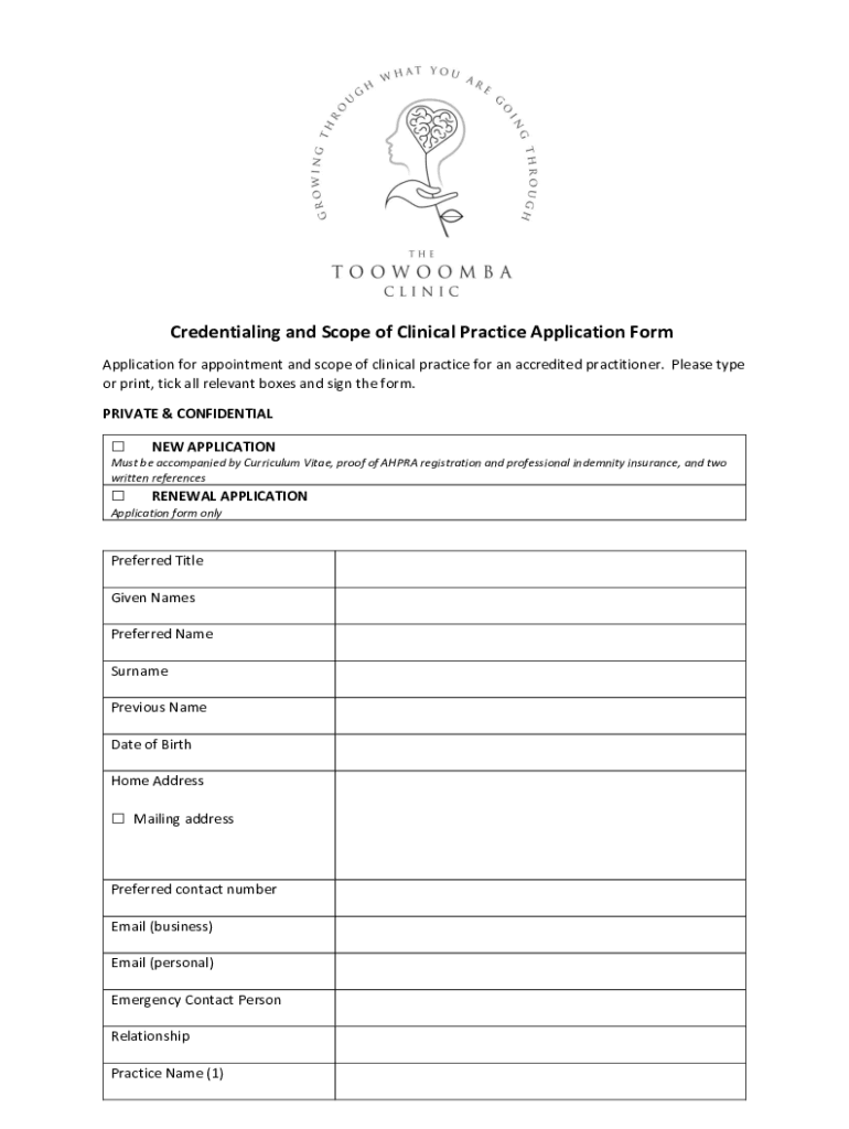 Fillable Online credentialing and scope of practice application form (qld) Fax Email Print ...
