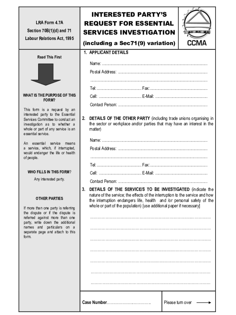 Fillable Online ccma org Section 70B(1)(d) and 71 Fax Email Print ...