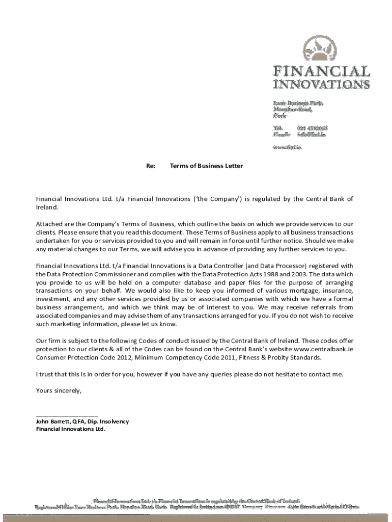 Fillable Online Terms of business agreement Fax Email Print - pdfFiller