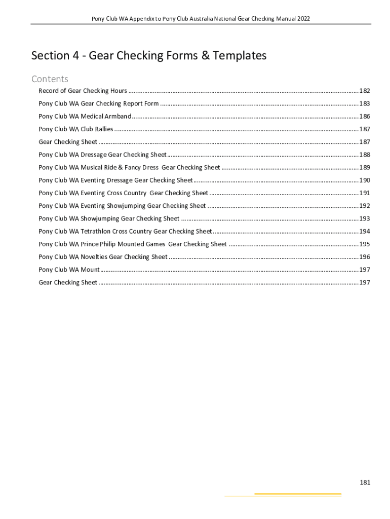 Fillable Online Section 4 - Gear Checking Forms & Templates Fax Email ...
