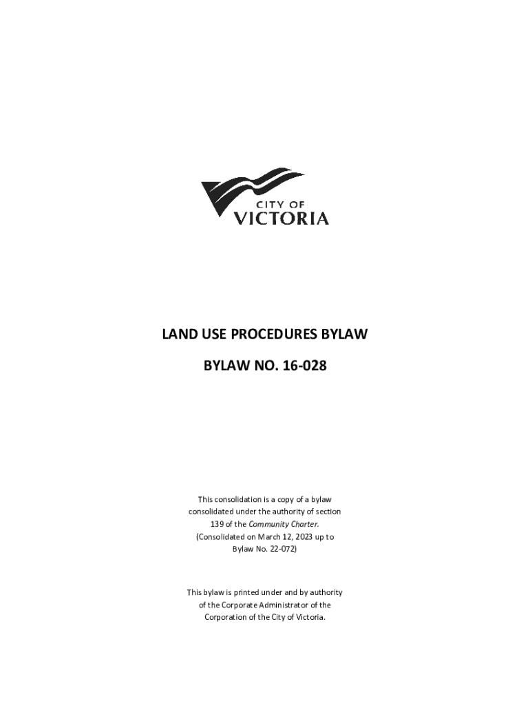 Fillable Online Land Use Procedures Bylaw No. 16-028 - City of Victoria ...