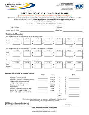 Fillable Online PARTICIPATION LEVY DECLARATION- TAX INVOICE Fax Email Print - pdfFiller