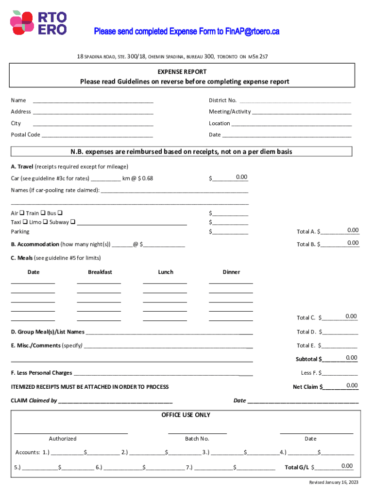 Fillable Online Expense Report Form Fax Email Print - pdfFiller