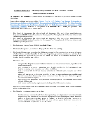 Fillable Online 1 Mandatory Template 1: Child Safeguarding Statement ...