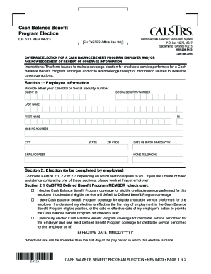 Fillable Online CalSTRS Cash Balance Election Form Fax Email Print ...