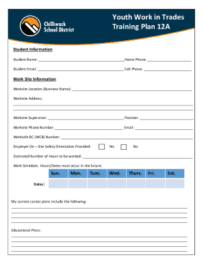 Fillable Online Youth Work in Trades 12 A Fax Email Print - pdfFiller