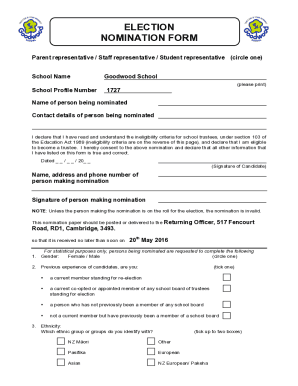 Fillable Online ELECTION NOMINATION FORM Fax Email Print - pdfFiller