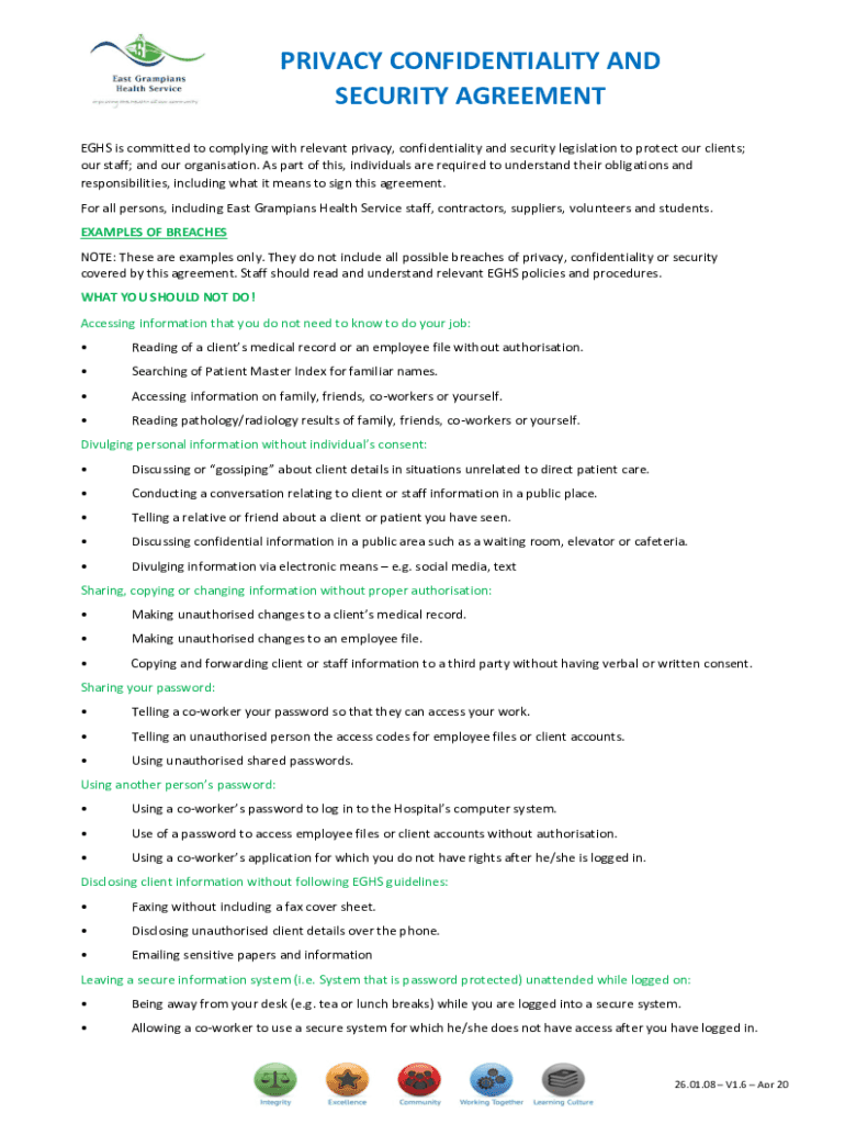 Fillable Online eghs net PRIVACY-CONFIDENTIALITY-SECURITY-AGREEMENT ...