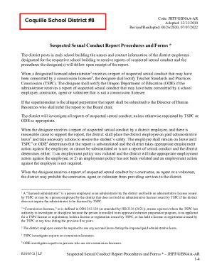 Fillable Online Suspected Sexual Conduct Report Procedures and Form Fax ...