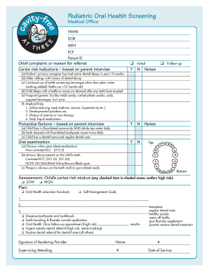 Fillable Online Pediatric Oral Health Screening Form Medical Fax Email ...