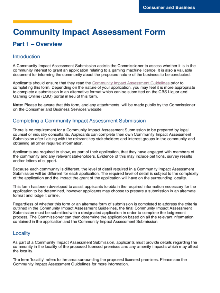 Fillable Online Community impact assessment form - Gaming. gaming ...