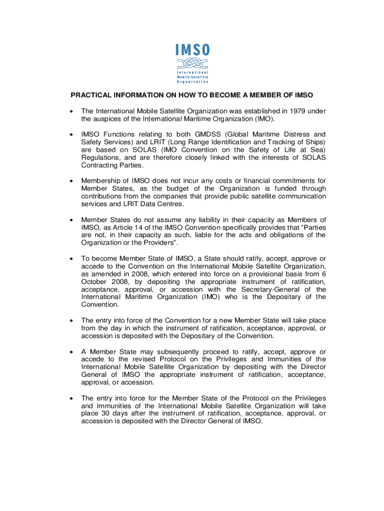 Fillable Online PRACTICAL INFORMATION ON HOW TO BECOME A MEMBER OF IMSO ...