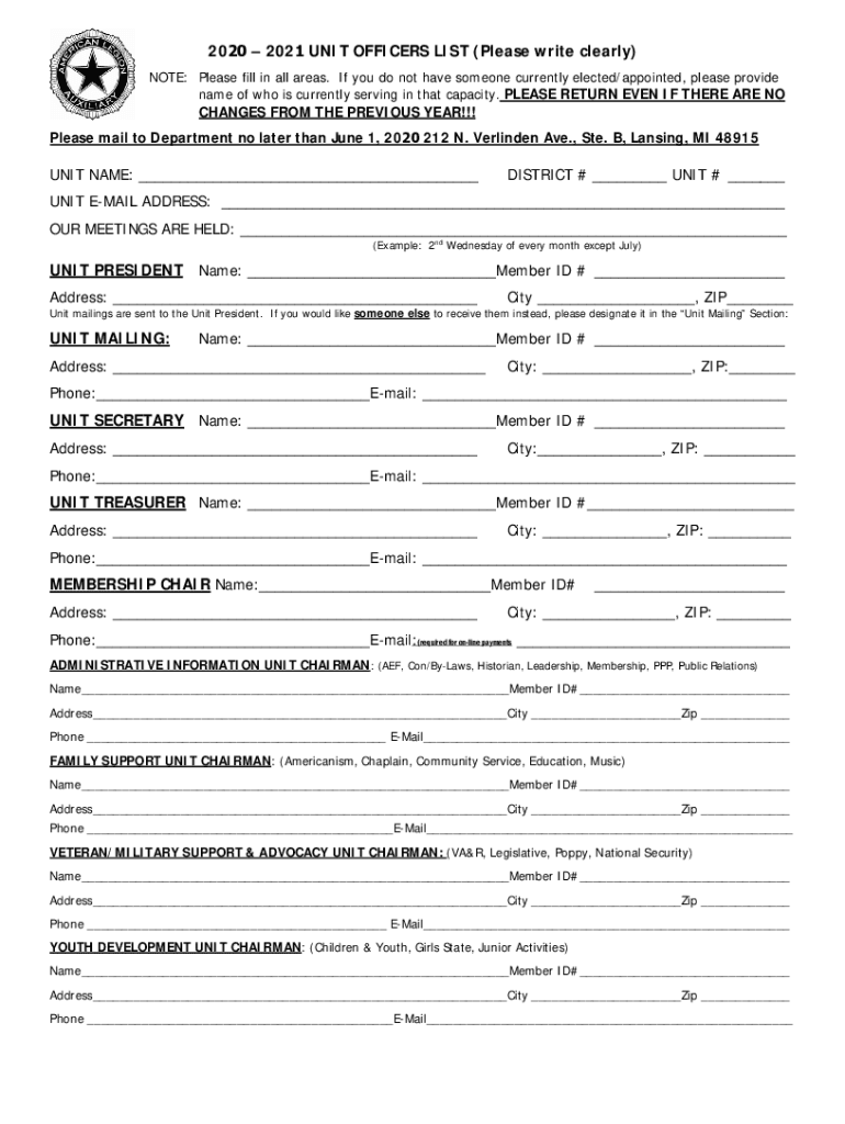 Fillable Online American Legion Department of Michigan Headquarters Fax Email Print - pdfFiller