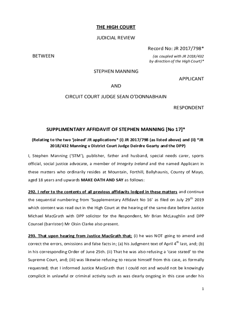 Fillable Online Stephen Manning v Governor of Castlerea Prison - Case ...