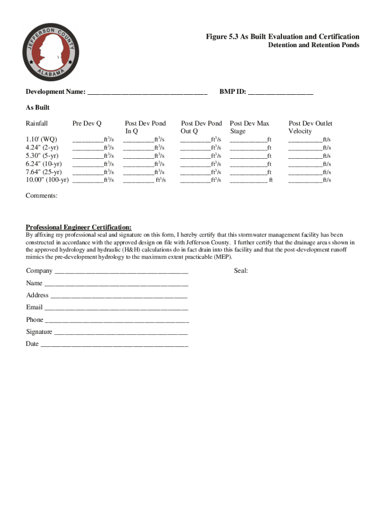 Fillable Online Permanent Stormwater BMP As-Built Plans and ...