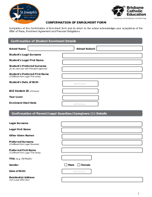 Fillable Online 1 CONFIRMATION OF ENROLMENT FORM ... Fax Email Print ...