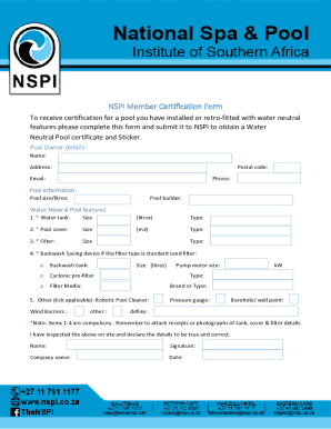 Fillable Online NSPI Member Certification Form Fax Email Print - pdfFiller