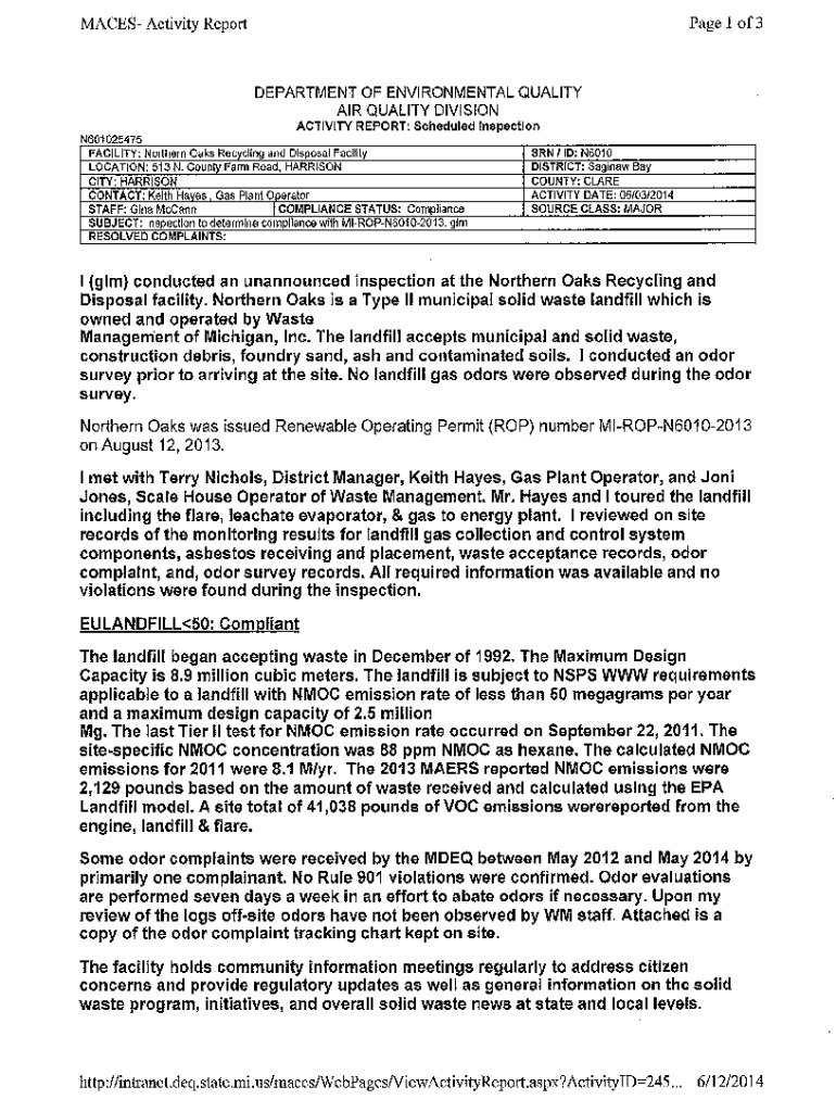 Fillable Online I (glm) conducted an unannounced inspection at the ...