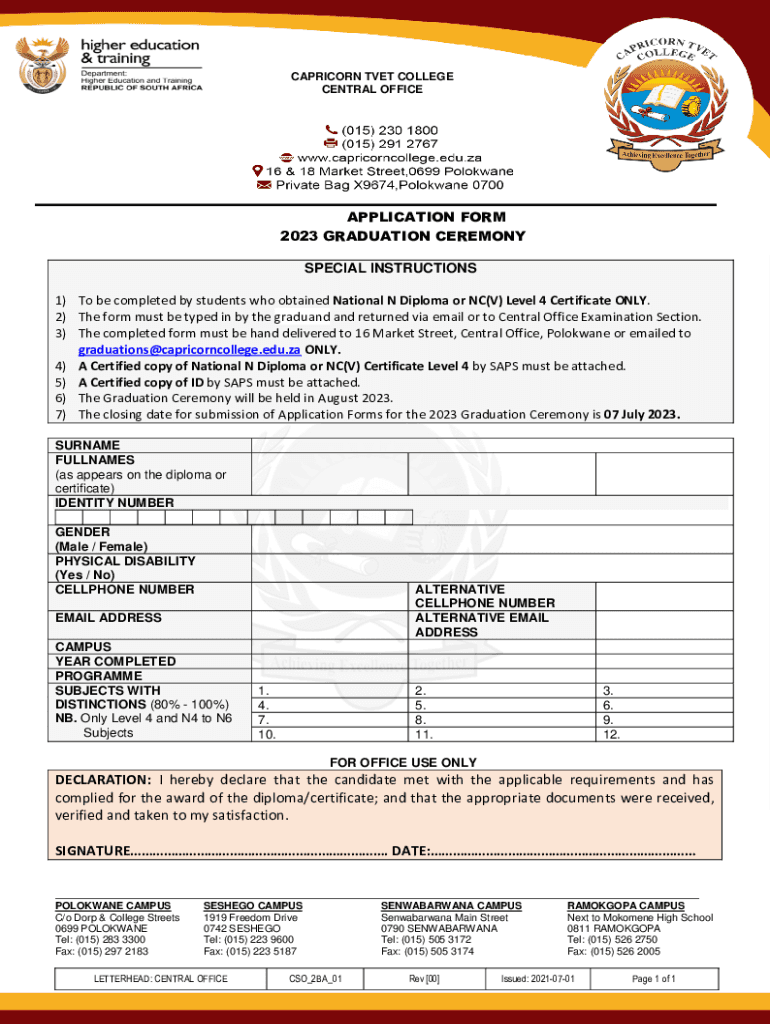 Fillable Online APPLICATION FORM GRADUATION Fax Email Print - pdfFiller