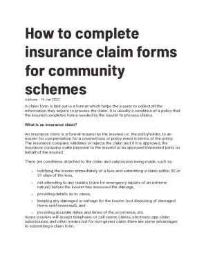 Fillable Online How to complete insurance claim forms for community schemes Fax Email Print ...