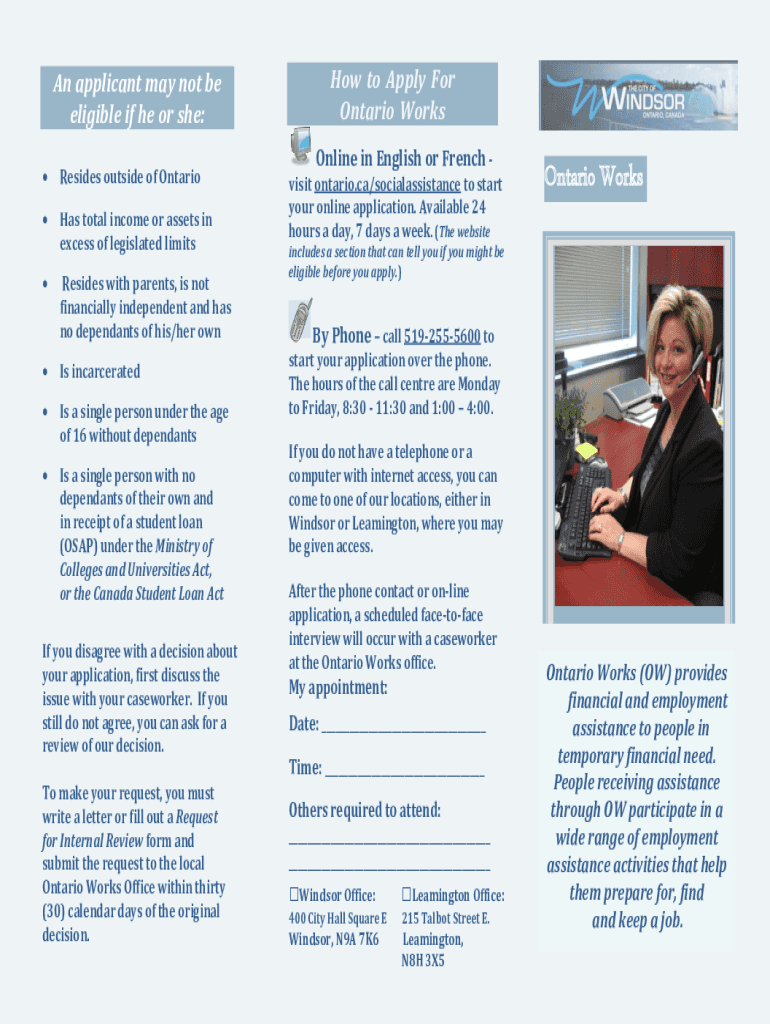 Fillable Online How to Apply For Ontario Works Fax Email Print - pdfFiller