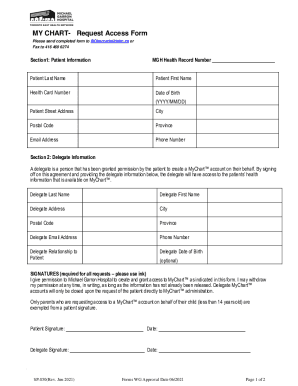 Fillable Online MY CHART- Request Access Form Fax Email Print - pdfFiller