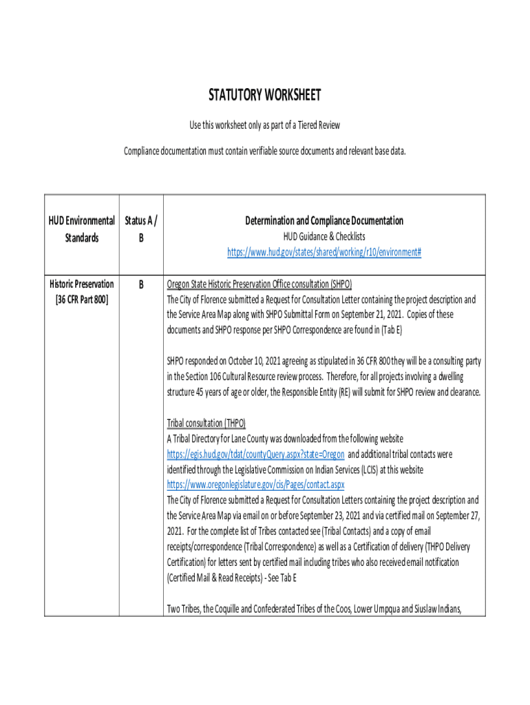 Fillable Online STATUTORY WORKSHEET - City of Florence Oregon Fax Email ...