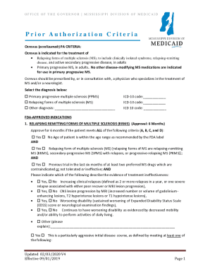 Fillable Online medicaid ms Manual Prior Authorization Criteria Fax ...