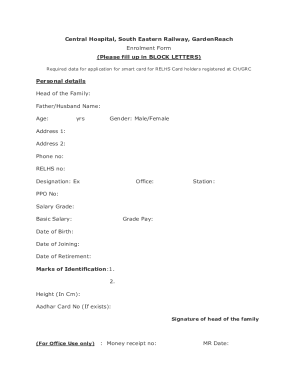 Fillable Online application form for cashless smart card for relhs Fax ...