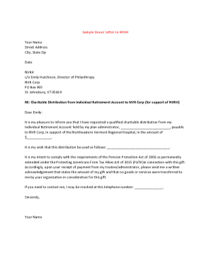 Fillable Online Sample Donor Letter to NVRH Your Name Street Address ...