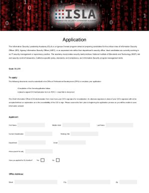 Fillable Online Information Security Leadership Academy (Application Form) Fax Email Print ...