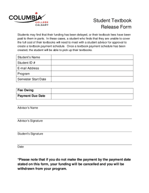 Fillable Online Student Textbook Release Form Fax Email Print - pdfFiller