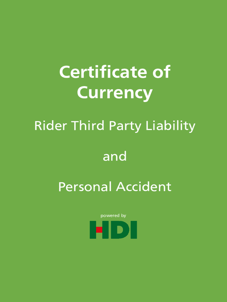 Fillable Online Certificate of Currency (CoC) - Motor vehicle Fax Email ...