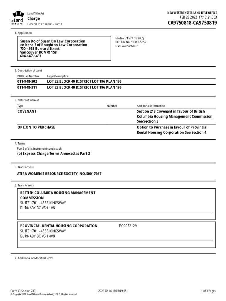 Fillable Online atira bc General Instrument Part 1 Fax Email Print - pdfFiller
