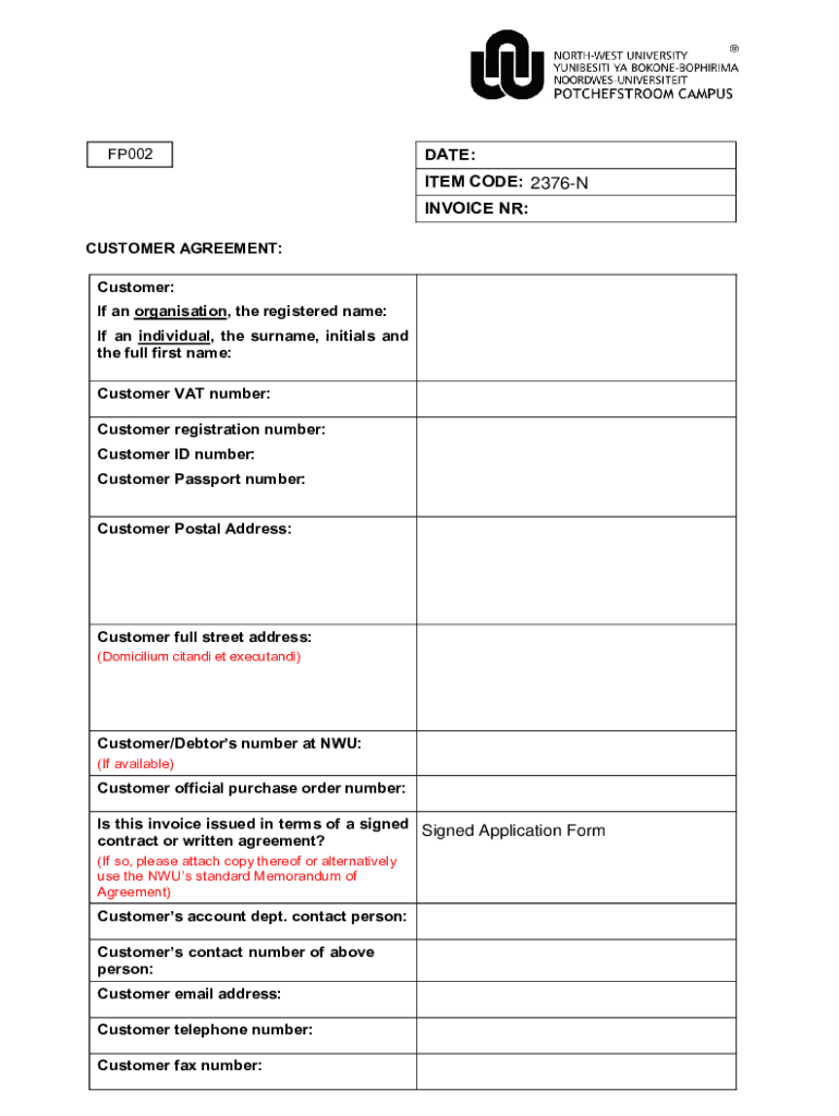 Fillable Online ITEM CODE: INVOICE NR: 2376-N Signed Application Form Fax Email Print - pdfFiller