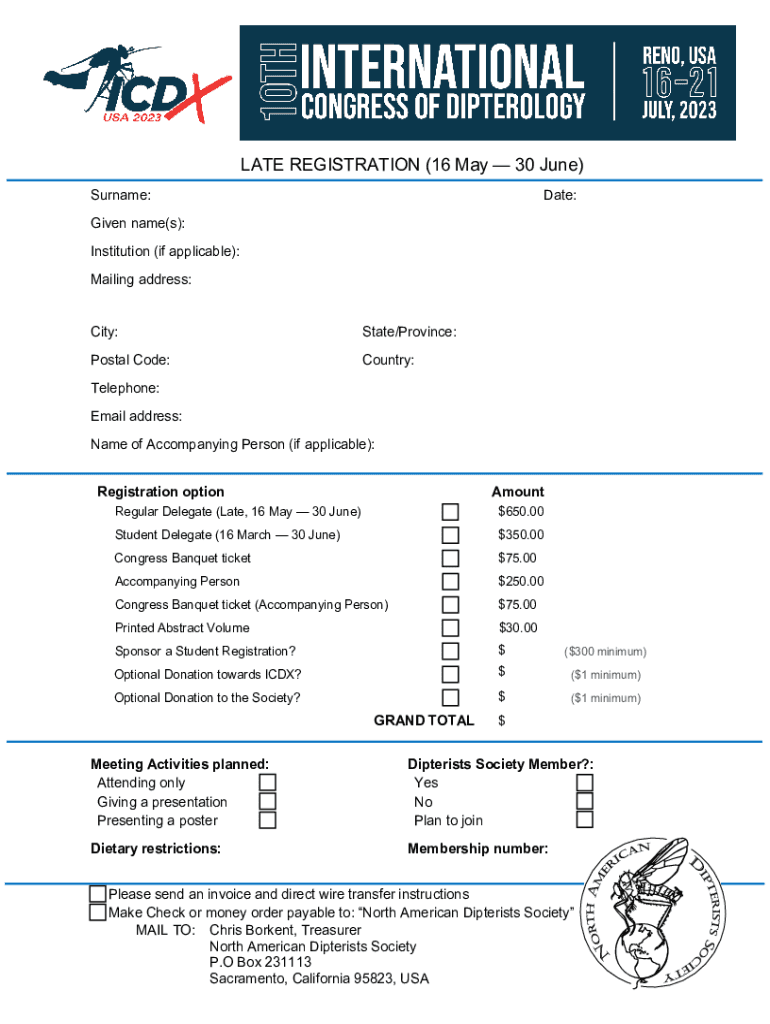 Fillable Online ICDX late registration form Fax Email Print - pdfFiller
